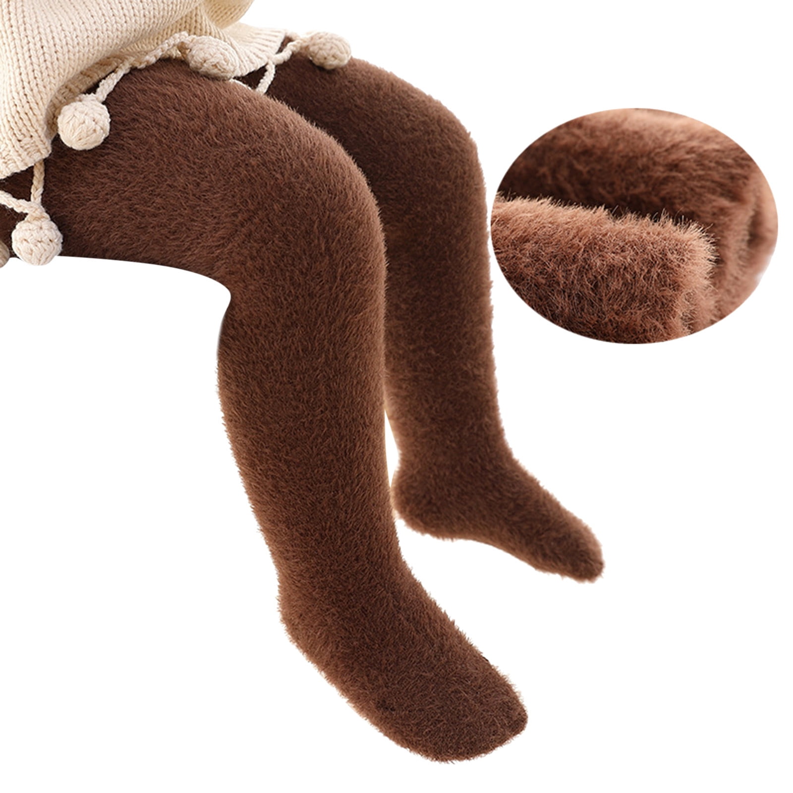 Kiijoy Newborn Girls Fleece Fuzzy Pantihose Winter High Rise Leggings ...