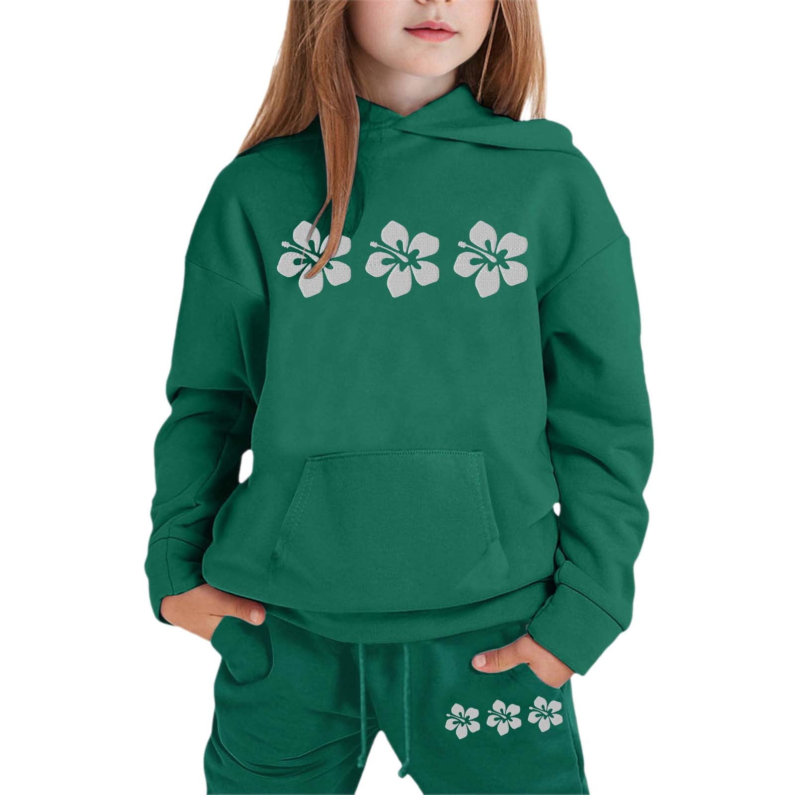 Kiijoy Sweatsuits For Girls Flower Print Preppy Hoodie And Sweatpants kiijoy-sweatsuits-for-girls-flower-print-preppy-hoodie-and-sweatpants