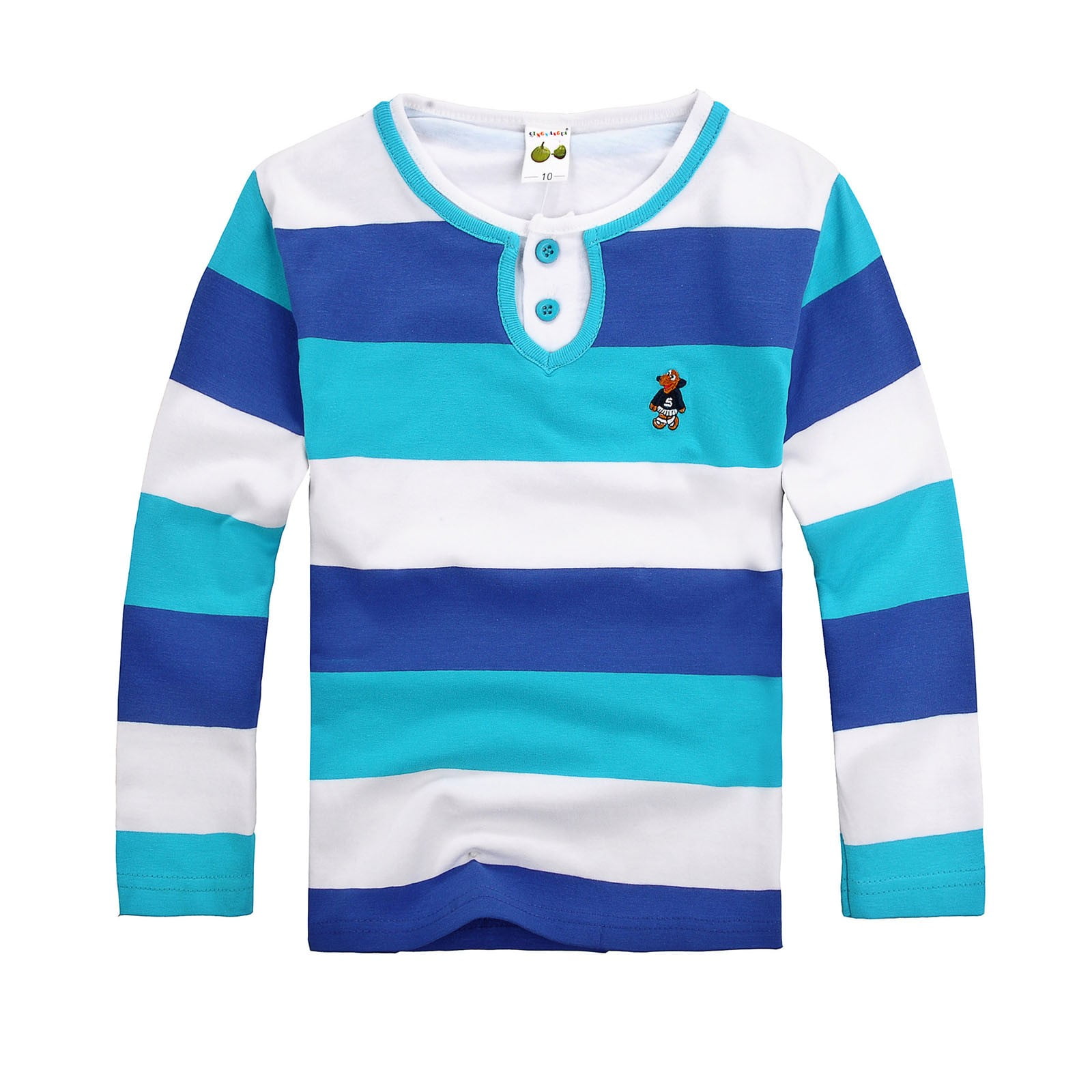Kiijoy Boys Casual Striped Henley T-Shirt Kids Long Sleeve T Shirt ...