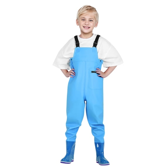 Kiijoy Teen Boys Girls Waders with Boots Waterproof Rain Overalls ...