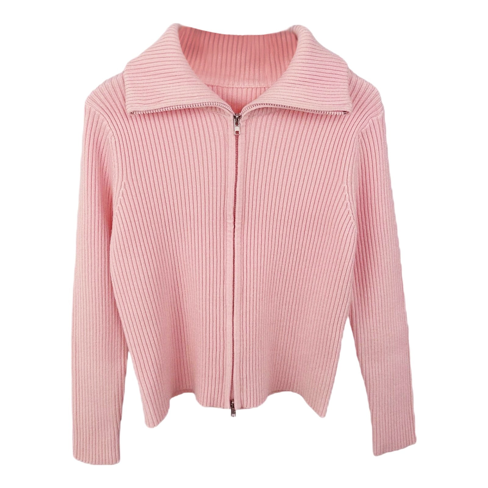 Kiijoy Teen Girls Zip Up Sweater High Neck Cardigan Knit Sweater Jacket ...