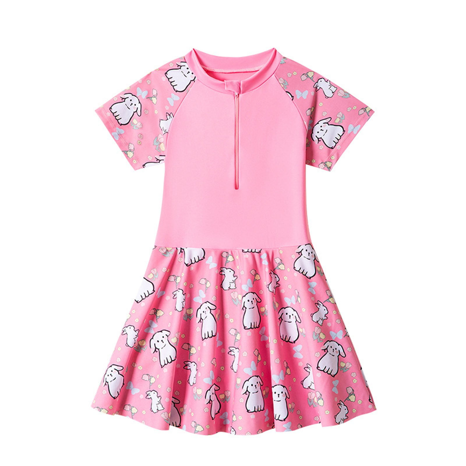 Kiijoy Toddler Girls Swim Dress Quick Dry Short Sleeve Beach Dress ...