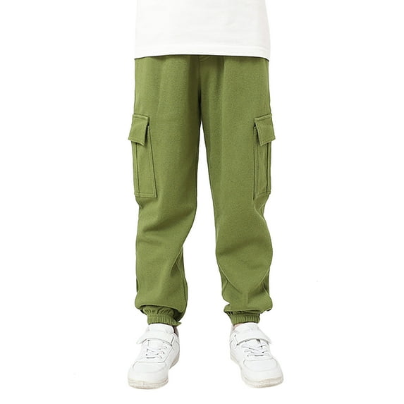 Kiijoy Tween Boys Cargo Sweatpants Casual Solid Color Unisex Jogger ...
