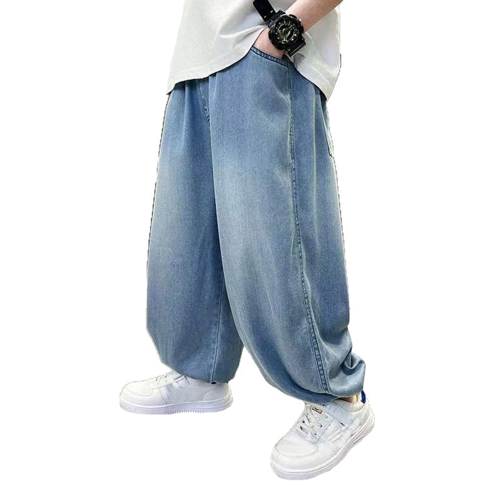 Kiijoy Tween Boys Cartoon Embroidery Jeans Casual Baggy Pull On Denim ...