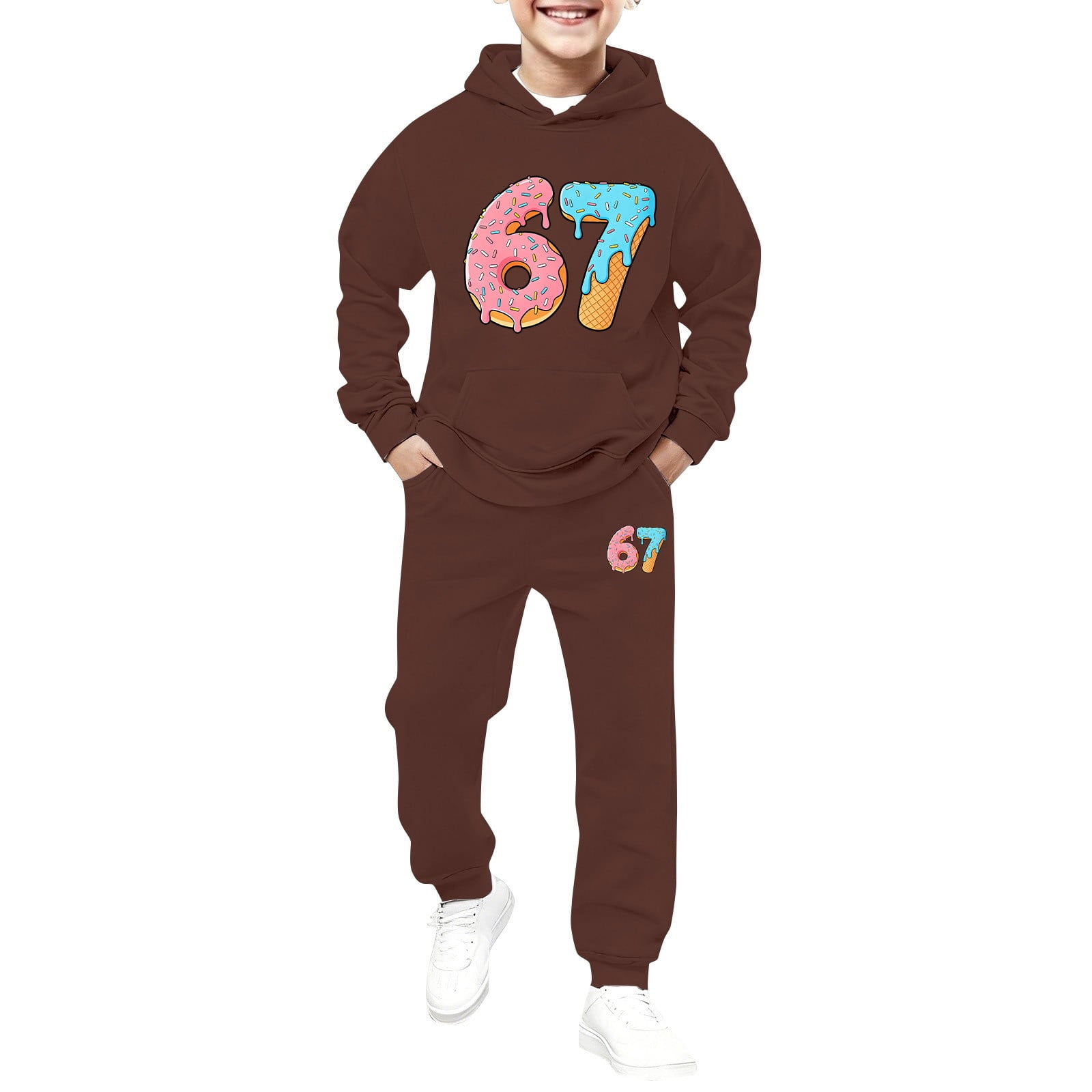Kiijoy Tween Boys Sports Outfits 6 7 Print Hoodie Sweatpants Clothes ...