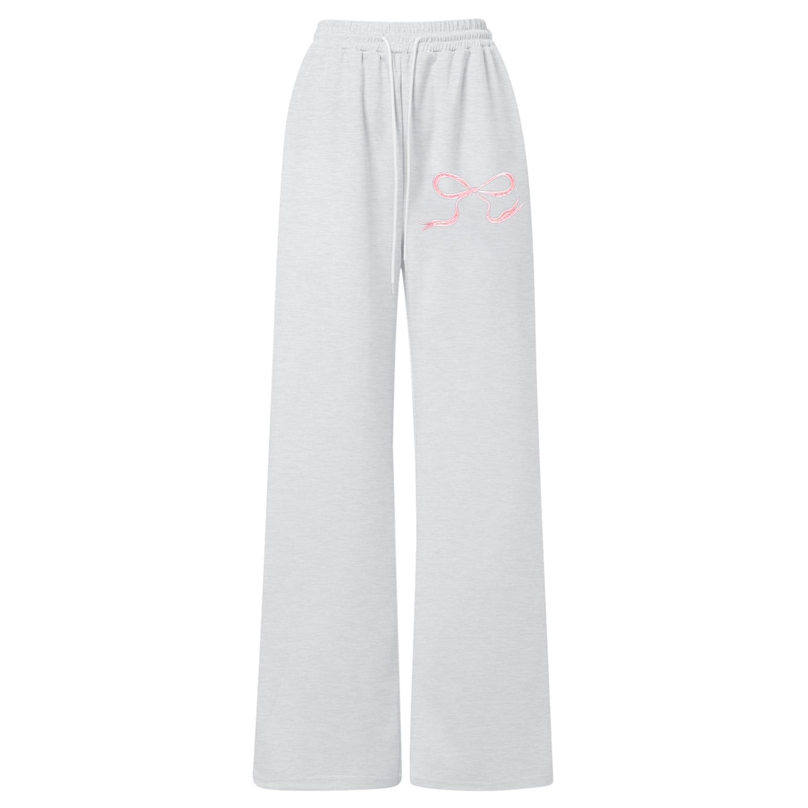 Kiijoy Tween Girl's Sweatpants Bow Print Loose Fit Straight Leg ...