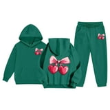 Kiijoy Tween Girls Sweatsuit Cherry Print Fleece Hoodie Sweatpants 2Pcs ...