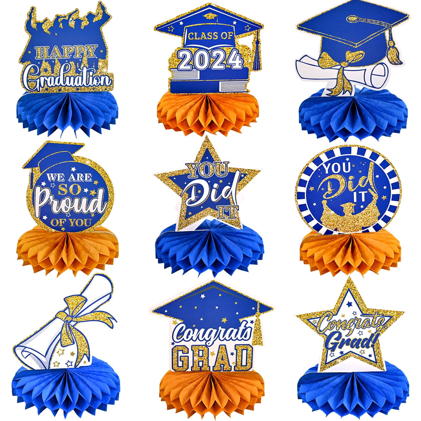 Kijamilee 9PCS Class of 2024 Graduation Table Decorations, 2024 ...