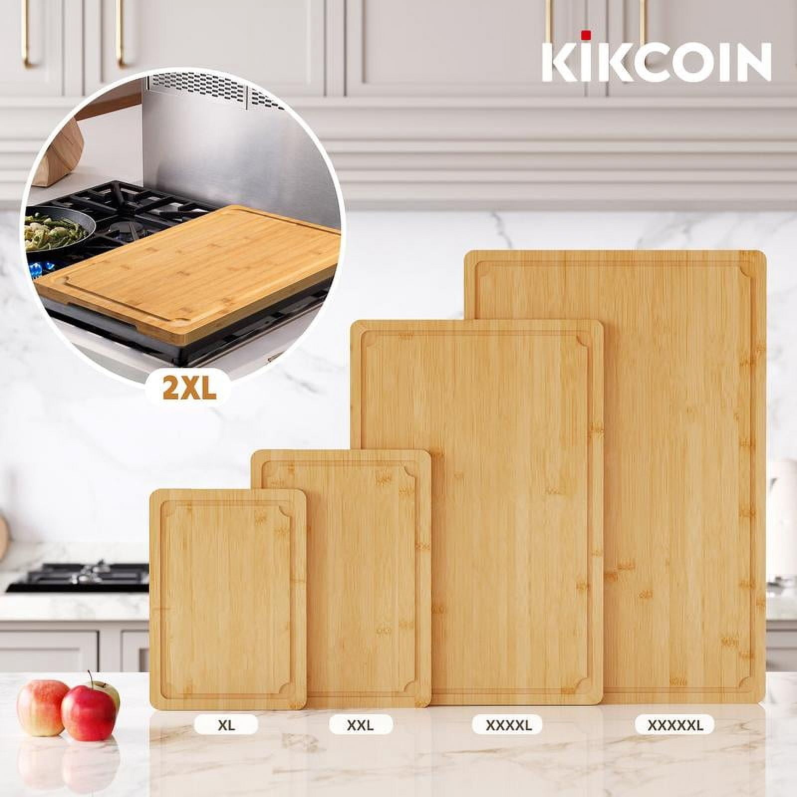 【Stove Cover】Kikcoin Extra Large Wooden Cutting Board with Handle ...