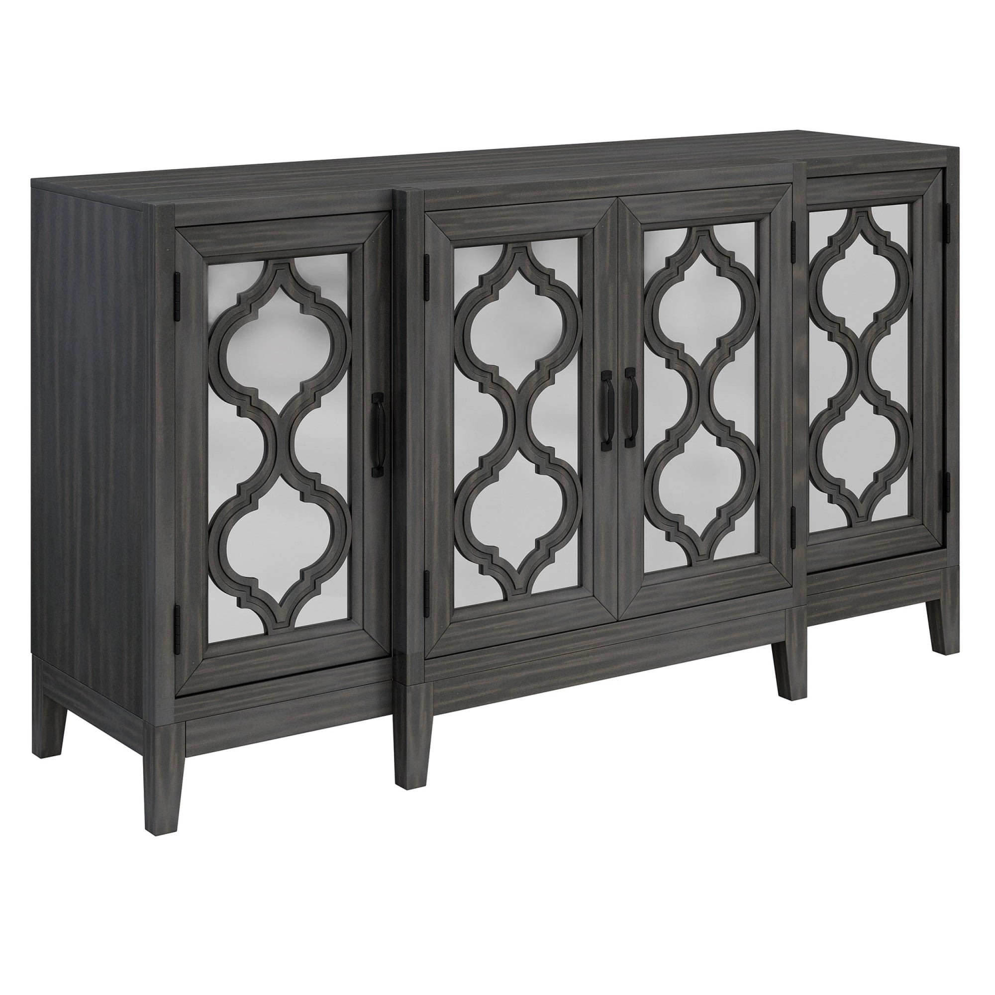 Kiki 60 Inch Wood Console Table, 2 Mirrored Doors, 3 Shelves, Retro ...