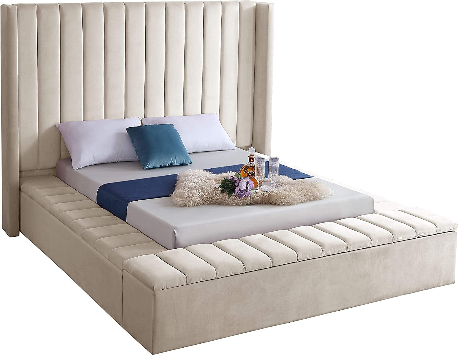 Kiki Collection Modern | Contemporary Velvet Upholsterd Bed with ...