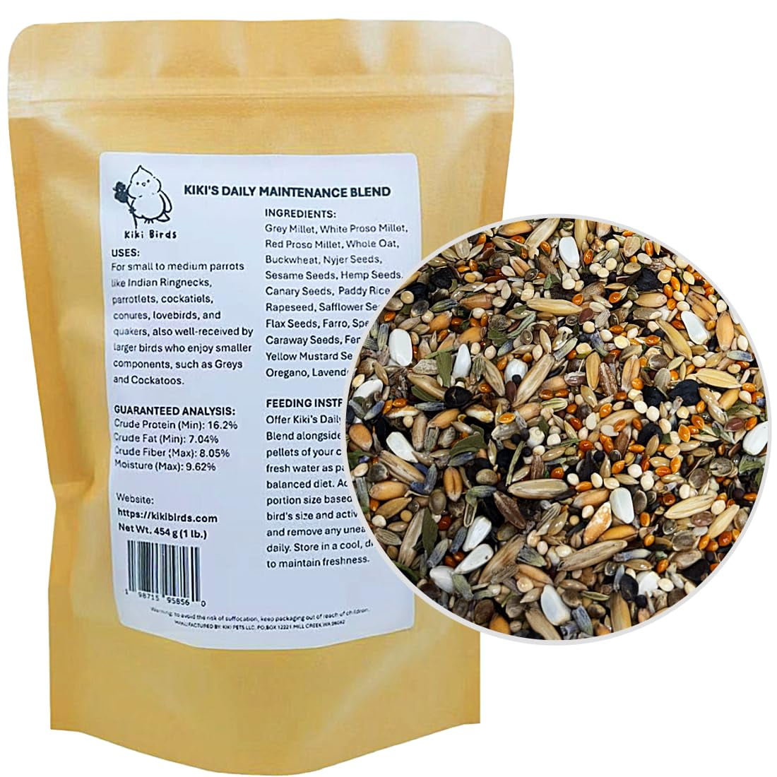 KikiBirds Premium Parrot TWE5 Food| Protein-Rich Low-Fat Formula ...