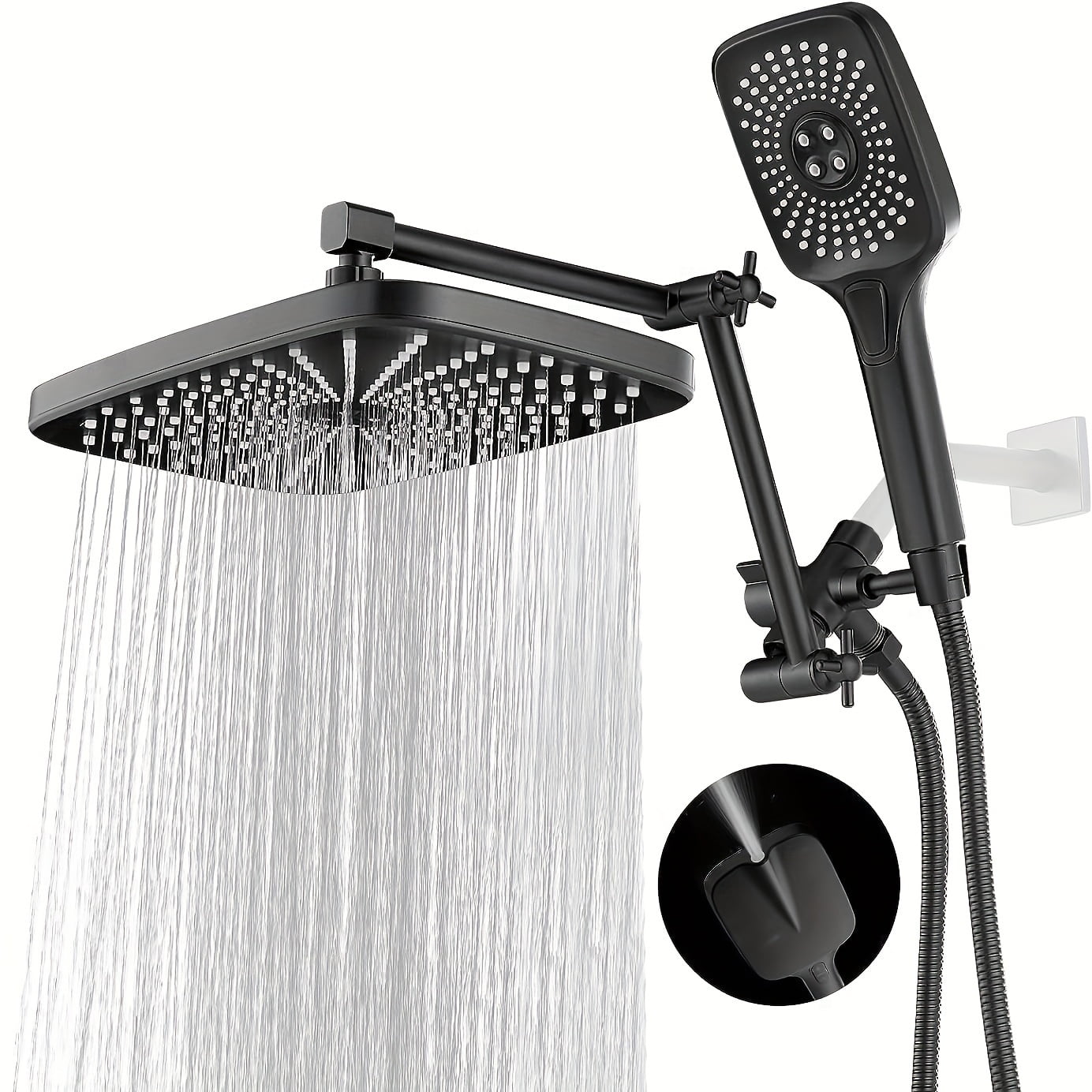 KikiMK 12 Inch Shower Head With Handheld High-Pressure Rain/Rainfall ...