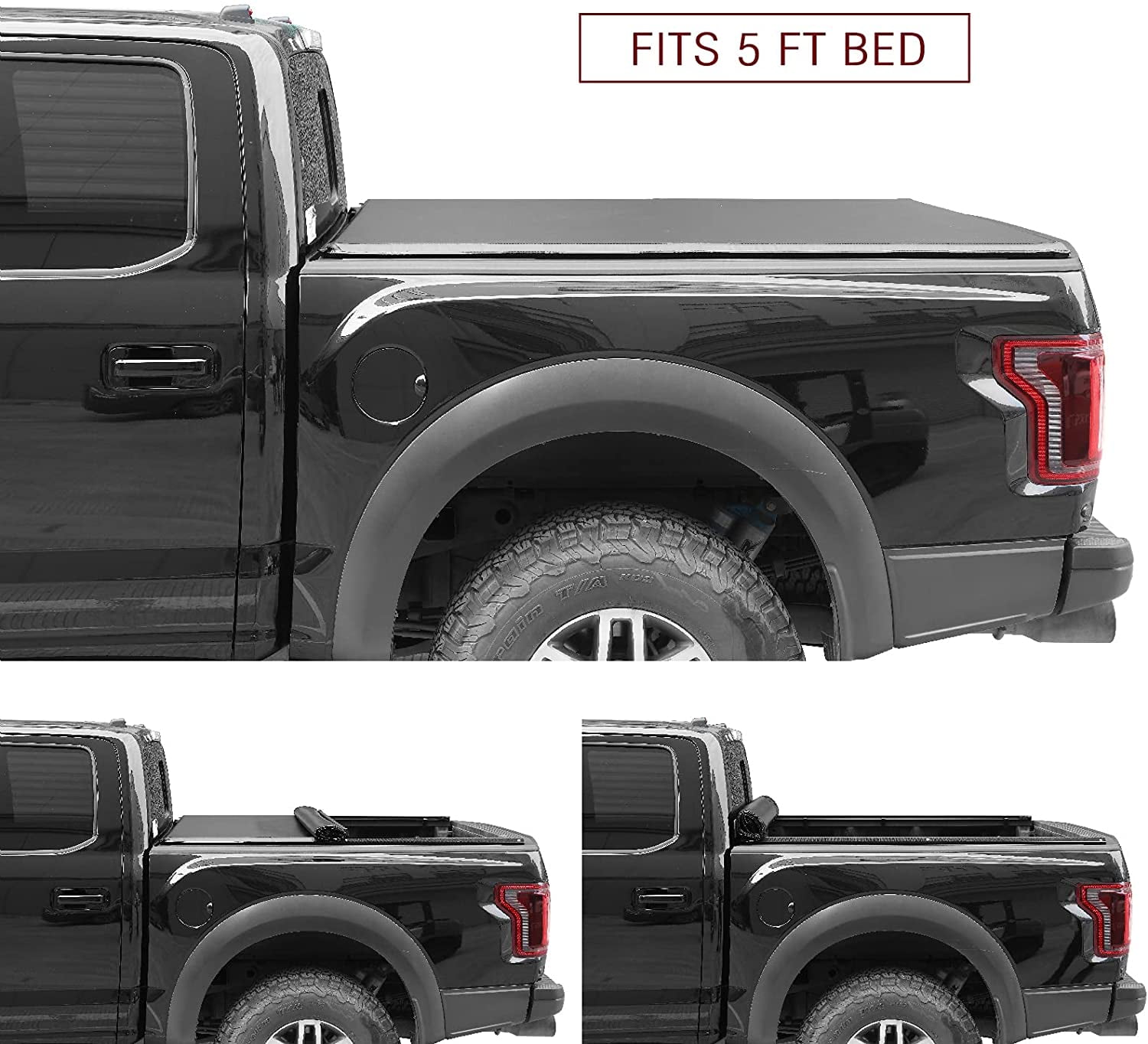 Kikito Vinyl Soft Roll-up Truck Bed Tonneau Cover for 2020-2024 ...