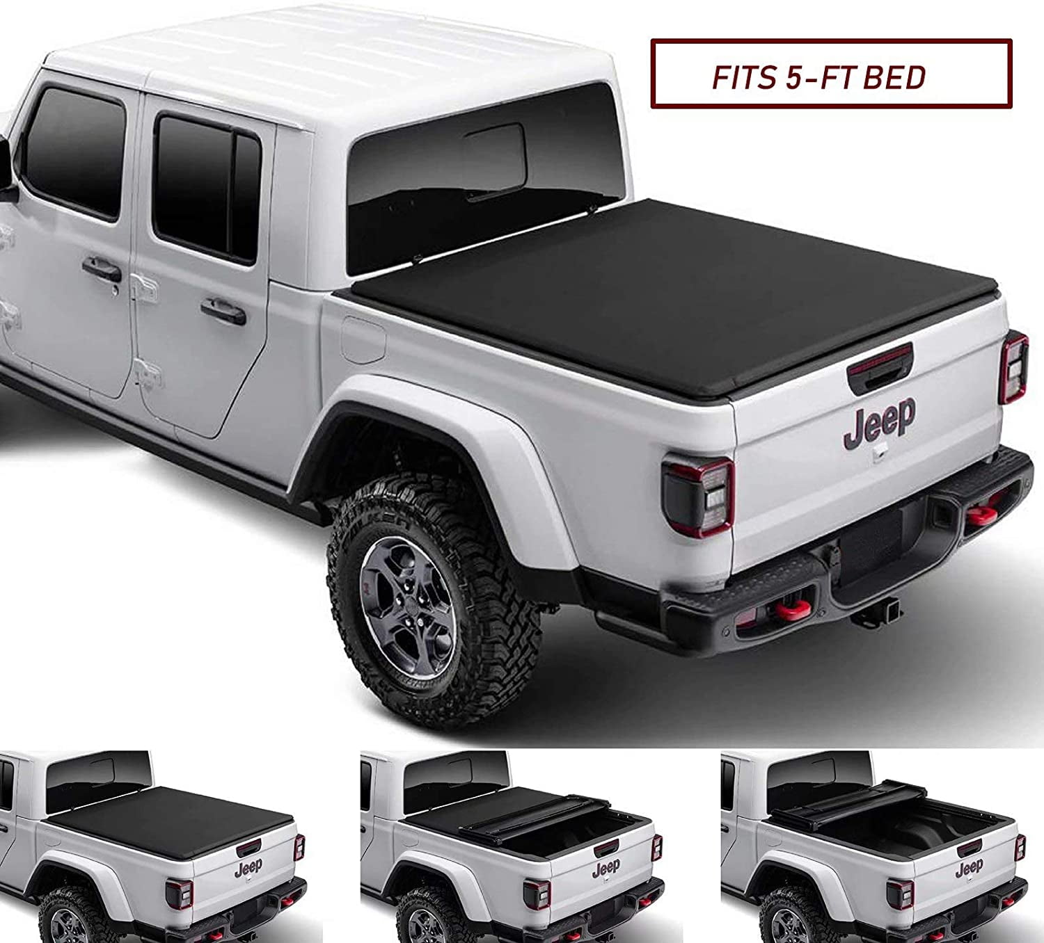 Kikito Vinyl Soft Tri-Fold Truck Bed Tonneau Cover for 2020-2024 ...
