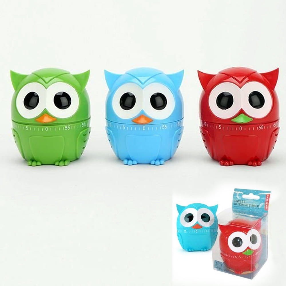 Kikkerland Kitchen Timer OWLET Little Owl 55 Minute in Blue Red or ...