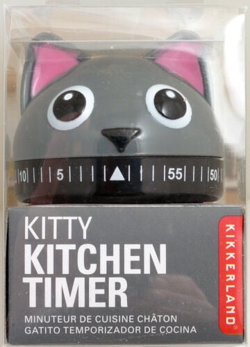 Kikkerland Cat Kitchen Timer, 60 Min Cooking Countdown Clock, Cute ...