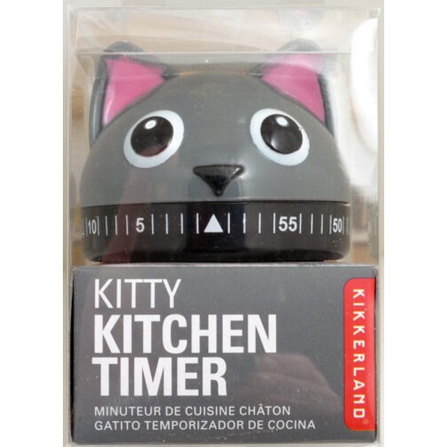 Kikkerland Cat Kitchen Timer, 60 Min Cooking Countdown Clock, Cute ...