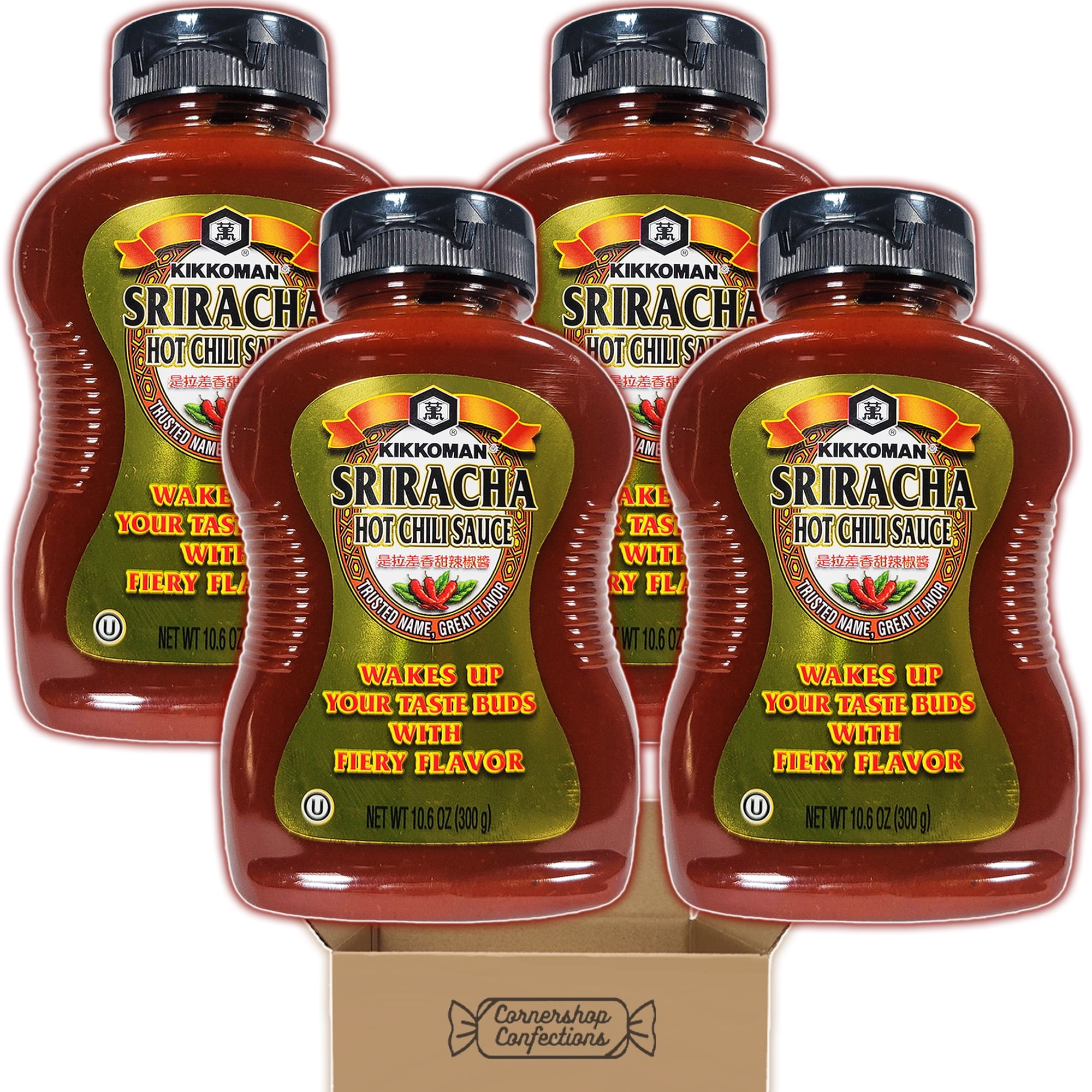 Kikkoman Sriracha Hot Chili Sauce Bulk Pack - 4 Resealable 10.6 Ounce Bottles - Pair With Tacos ...