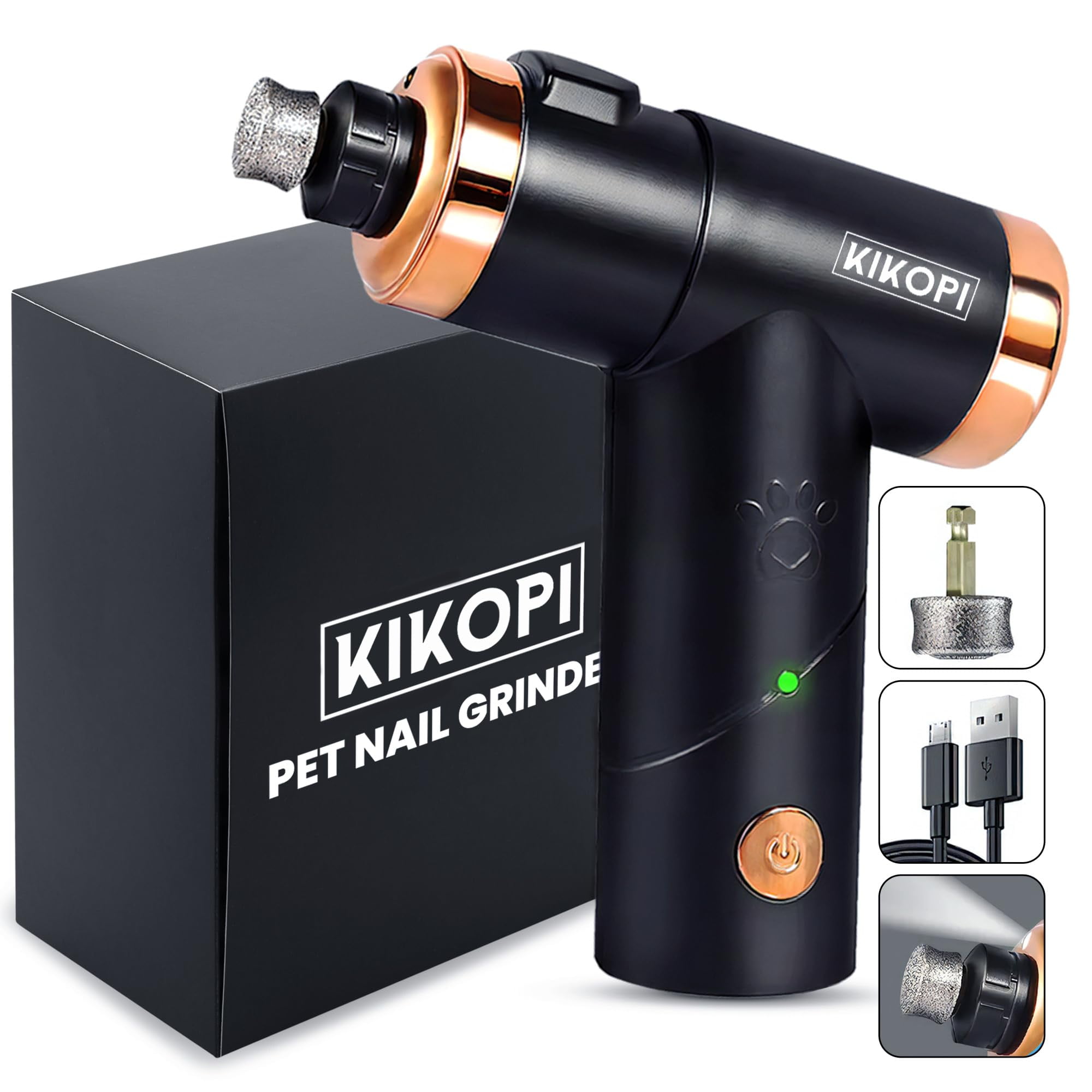 Kikopi Dog Nail Grinder OIF8 with LED Light, Extremely Quiet Electric ...