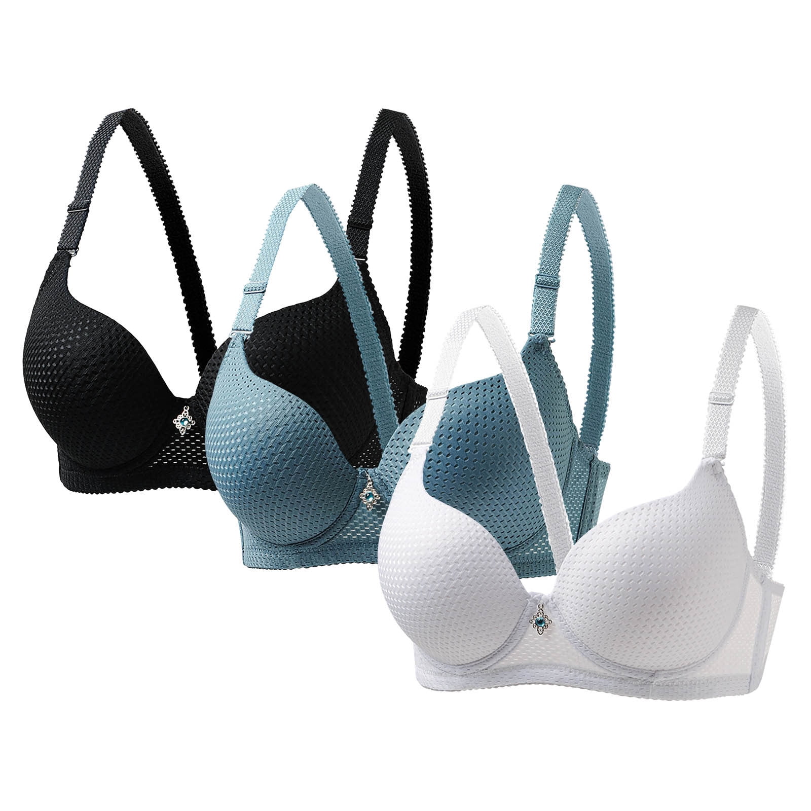Kilaqueen 3PC Bras for Women Traditional Underwire Padded Push-Up ...