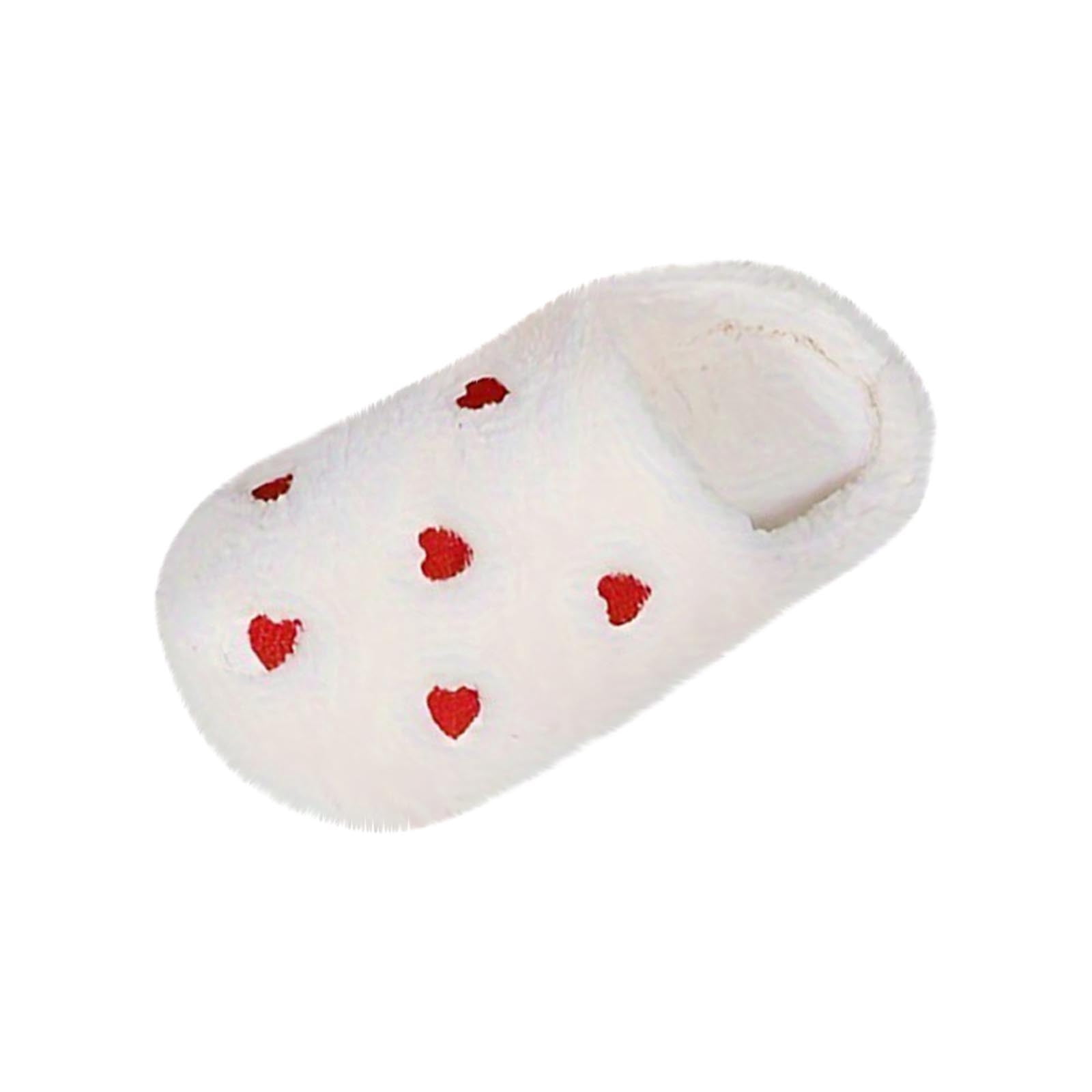 Kilaqueen Bedroom Slippers Women Valentines Day Heart Pattern Fuzzy ...