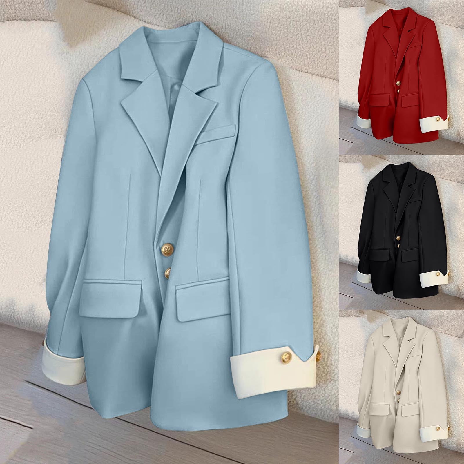 Kilaqueen Business Casual Oversized Blazers for Women Elegant Solid ...
