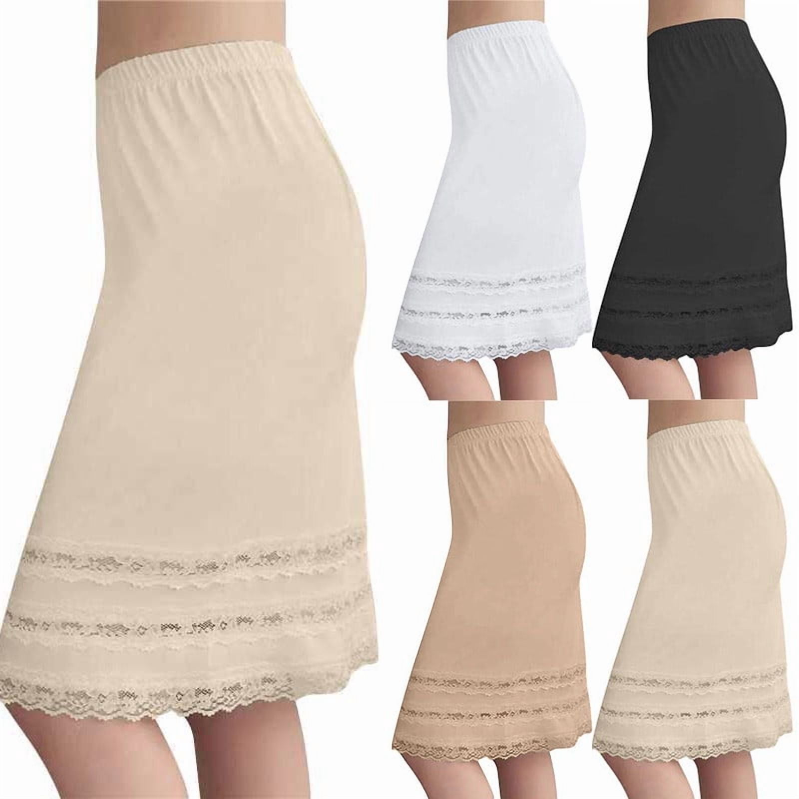 Kilaqueen Half Slips for Women Extender Lace Trim Knee Length Midi ...