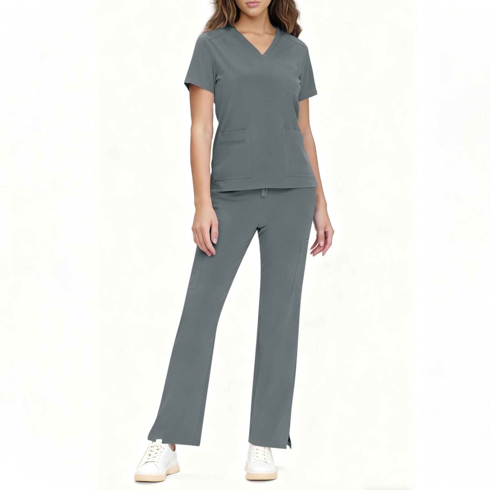 Kilaqueen Medical Scrubs Set for Women - Classic V-Neck Top & Straight ...