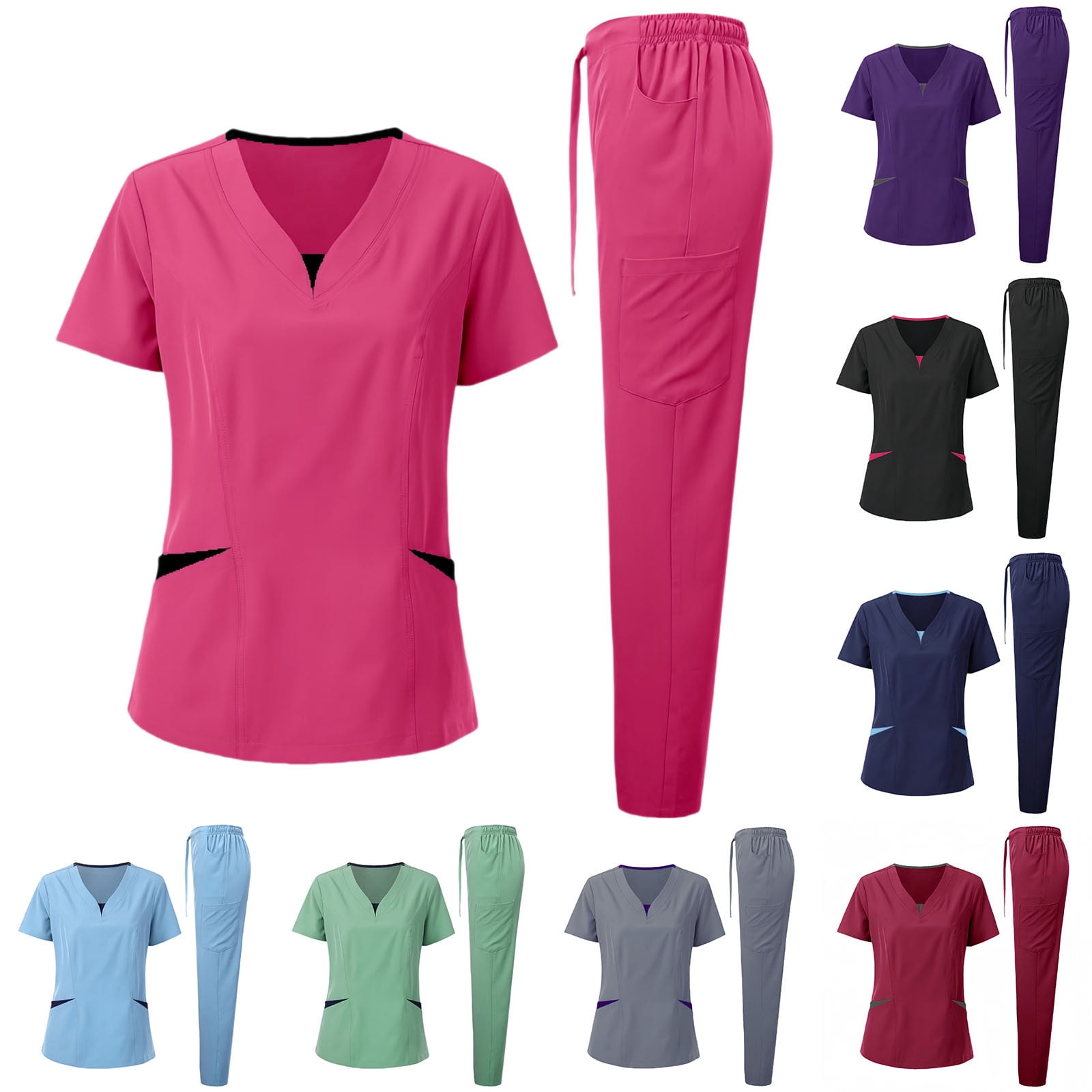 Kilaqueen Moisture Wicking Scrubs for Women Set Hands Women Medical ...