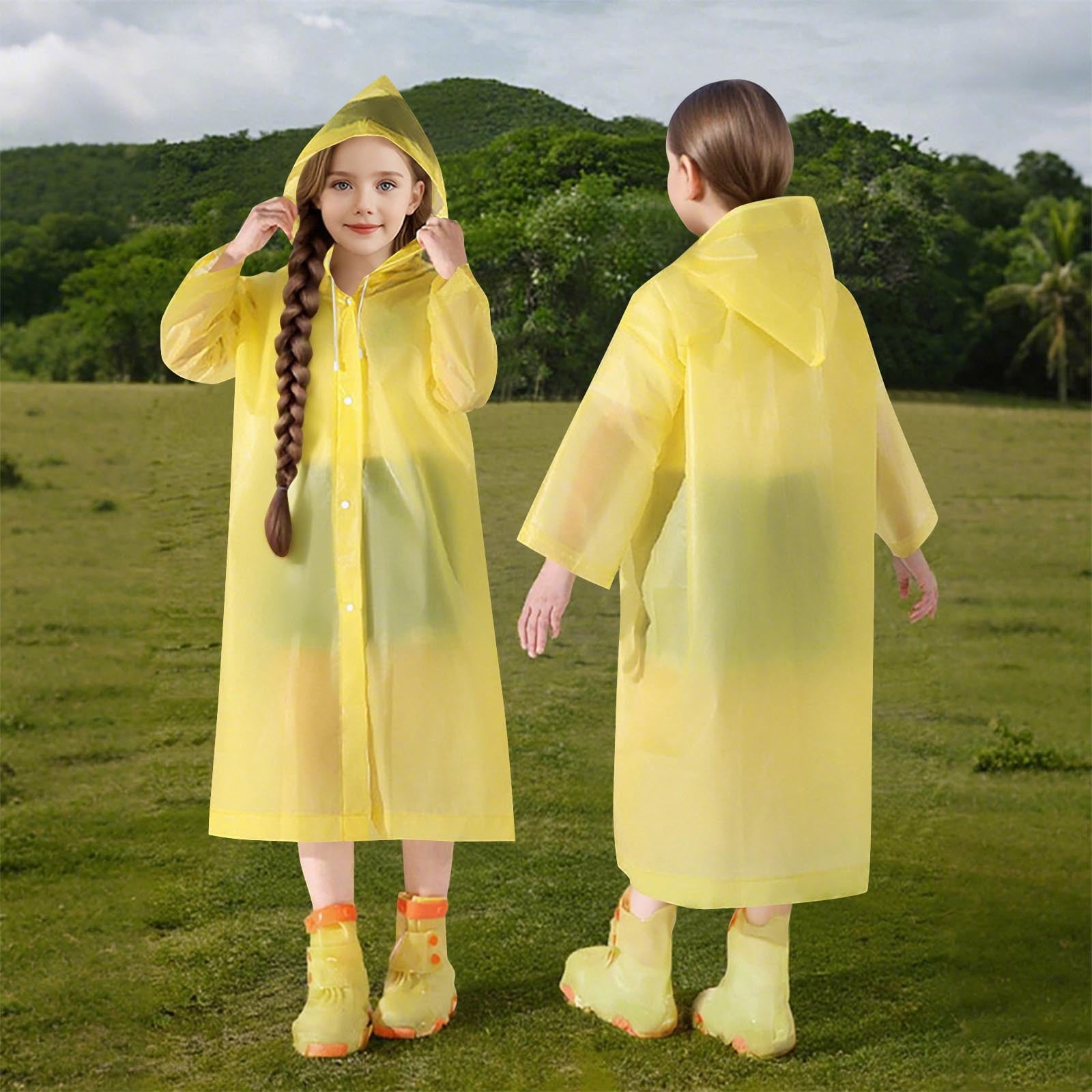 Kilaqueen Raincoats for Kids, Reusable Rain Ponchos with Hood ...