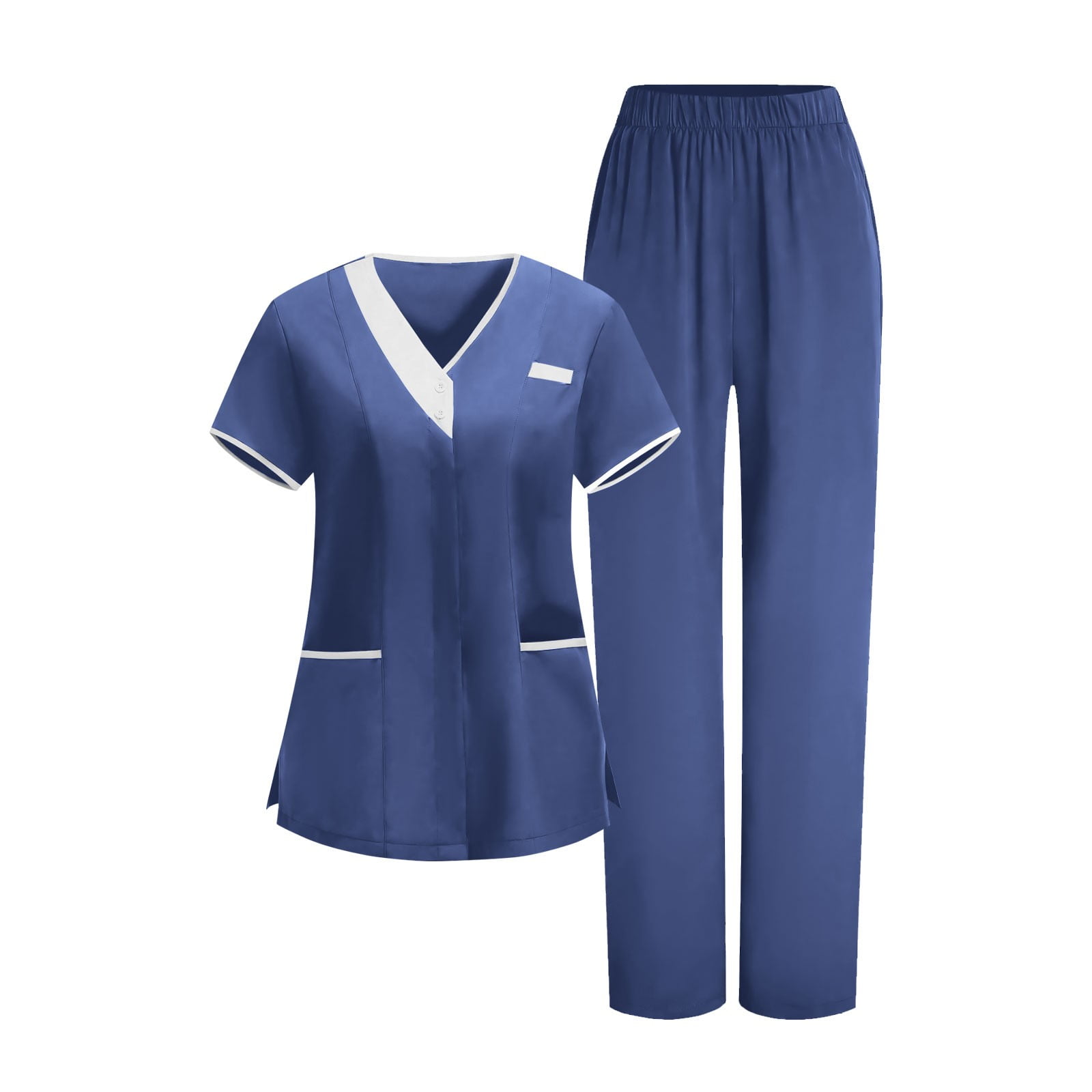 Kilaqueen Scrubs Medical Uniform Women Solid Color Scrubs Set Medical ...