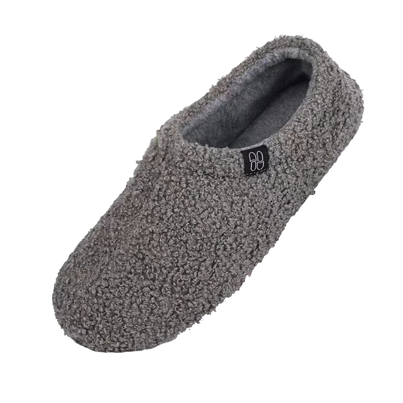 Kilaqueen Slippers for Men Teddy Fleece Memory Foam Bedroom Sock Shoes ...