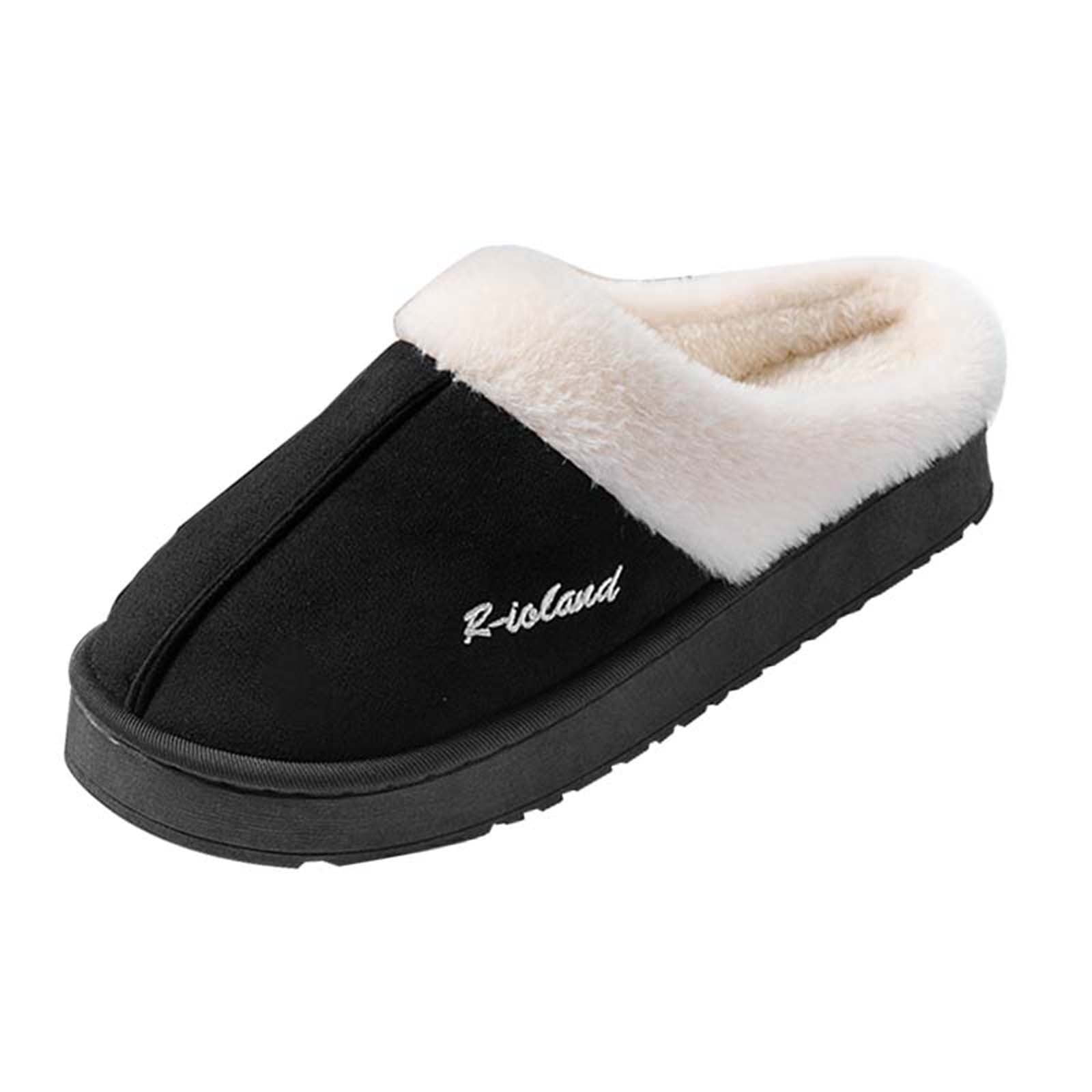 Kilaqueen Slippers for Women Faux Fur Soft Plush Memory Foam Anti-Slip ...