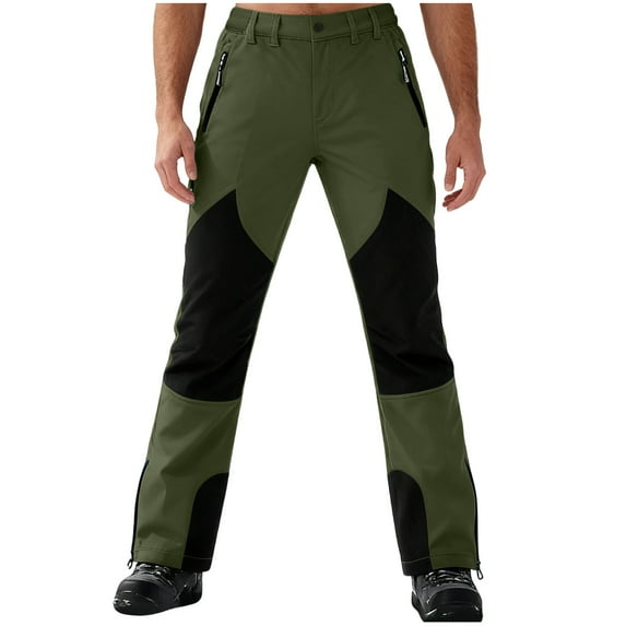 Kilaqueen Snow Pants Men Fleece Lined Waterproof Softshell Warm ...