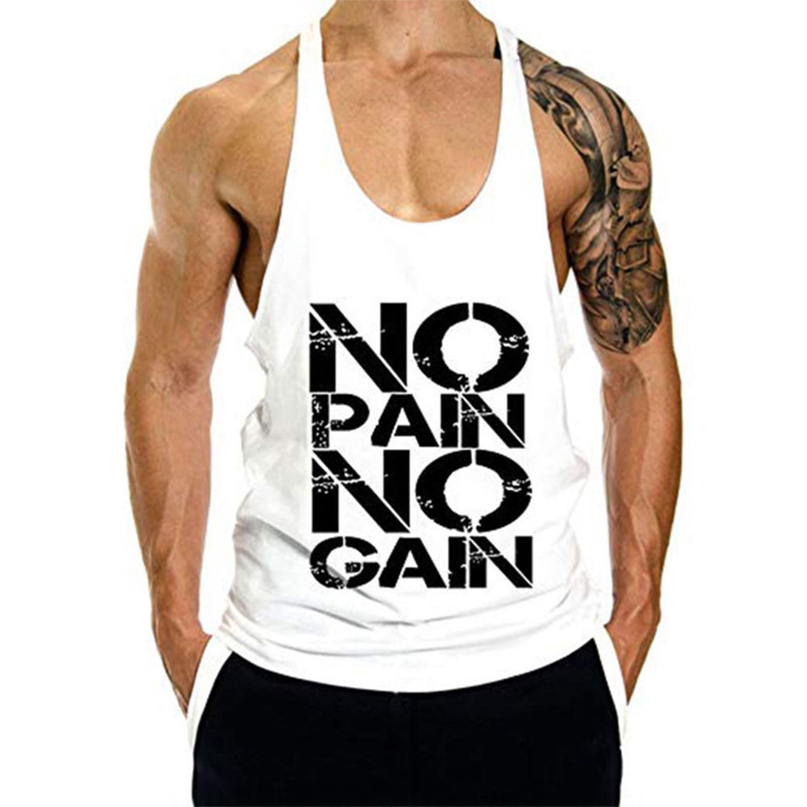 Kilaqueen Tank Tops Men Bodybuilding Y-Back Sleeveless Tank Tops Quick ...