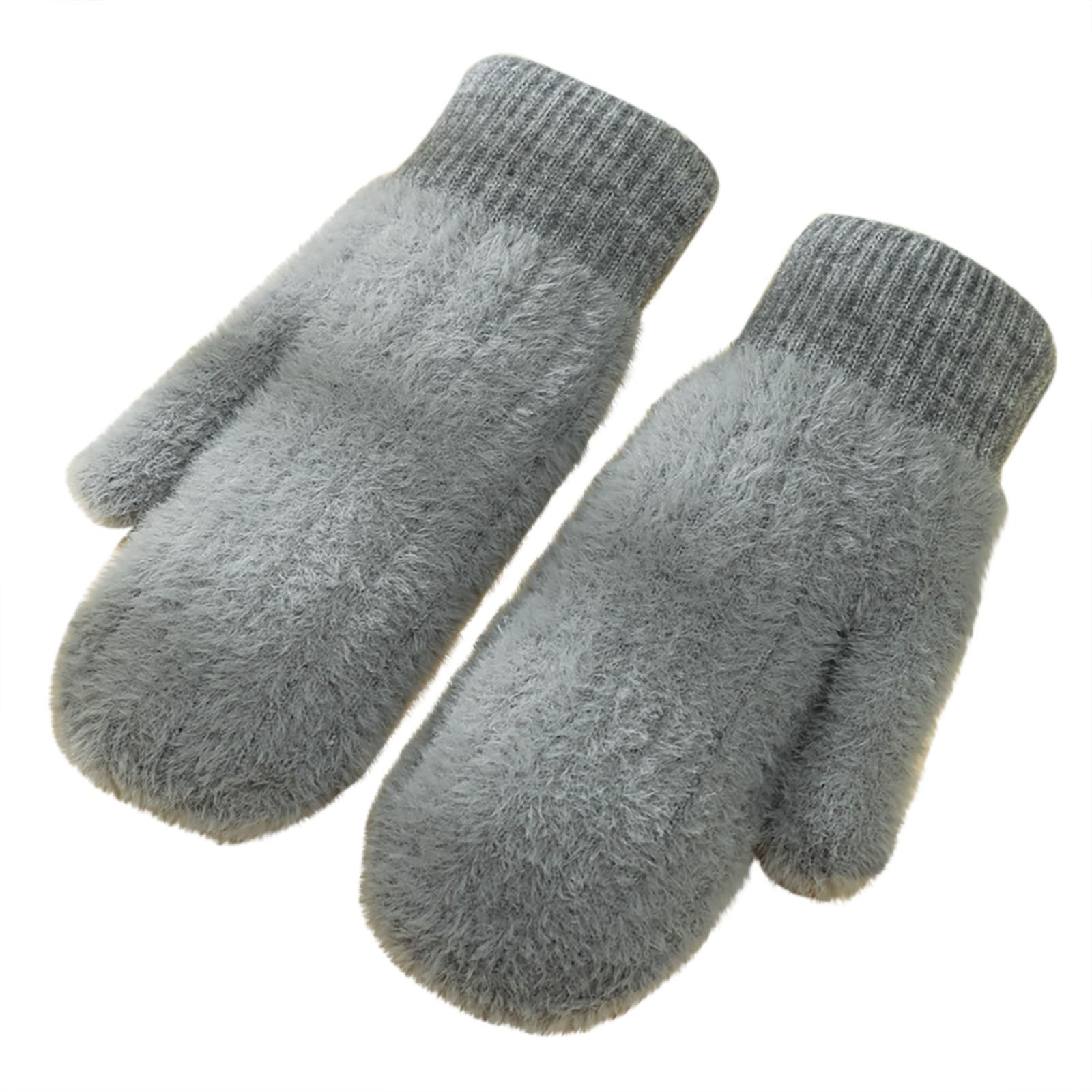 Kilaqueen Women/Men Winter Fuzzy Warm Mittens Adult Fashion Chunky Knit ...