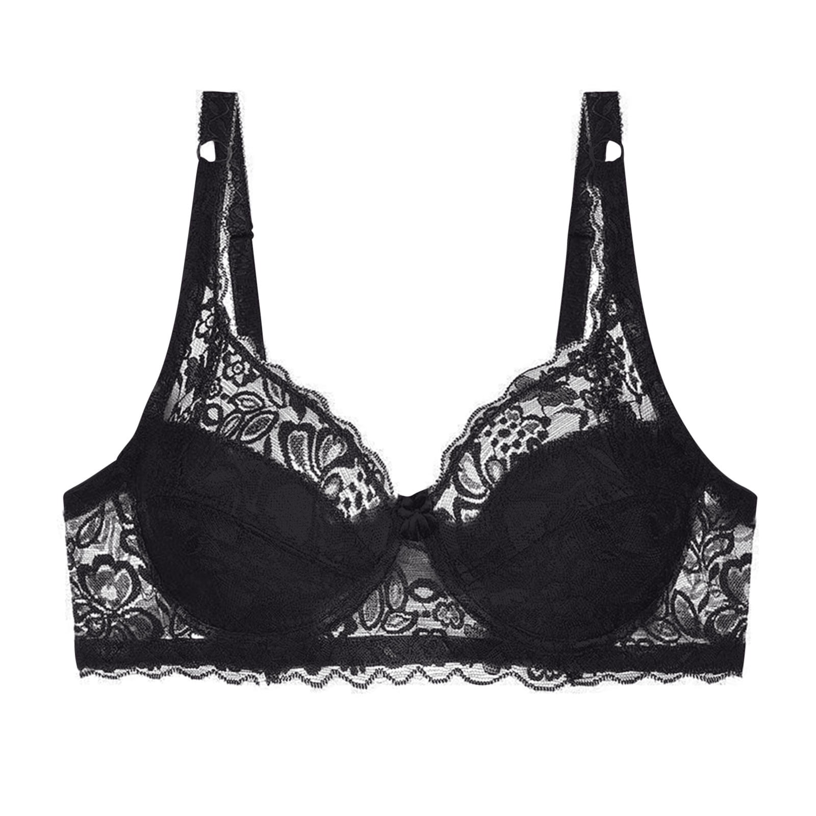 Kilaqueen Women's Lace Mesh Balconette Bra Push Up Sexy Full Coverage ...