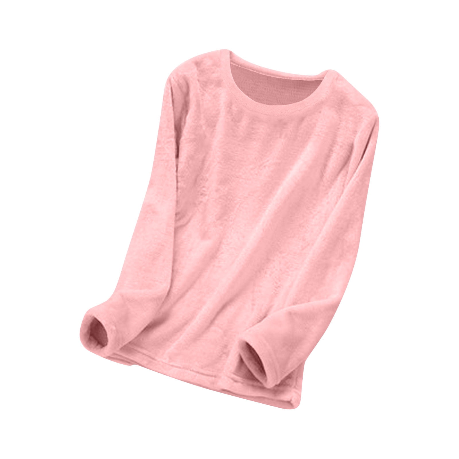 Kilaqueen Women's Tops, Tees & Blouses Fuzzy Fleece Crew Neck Long ...