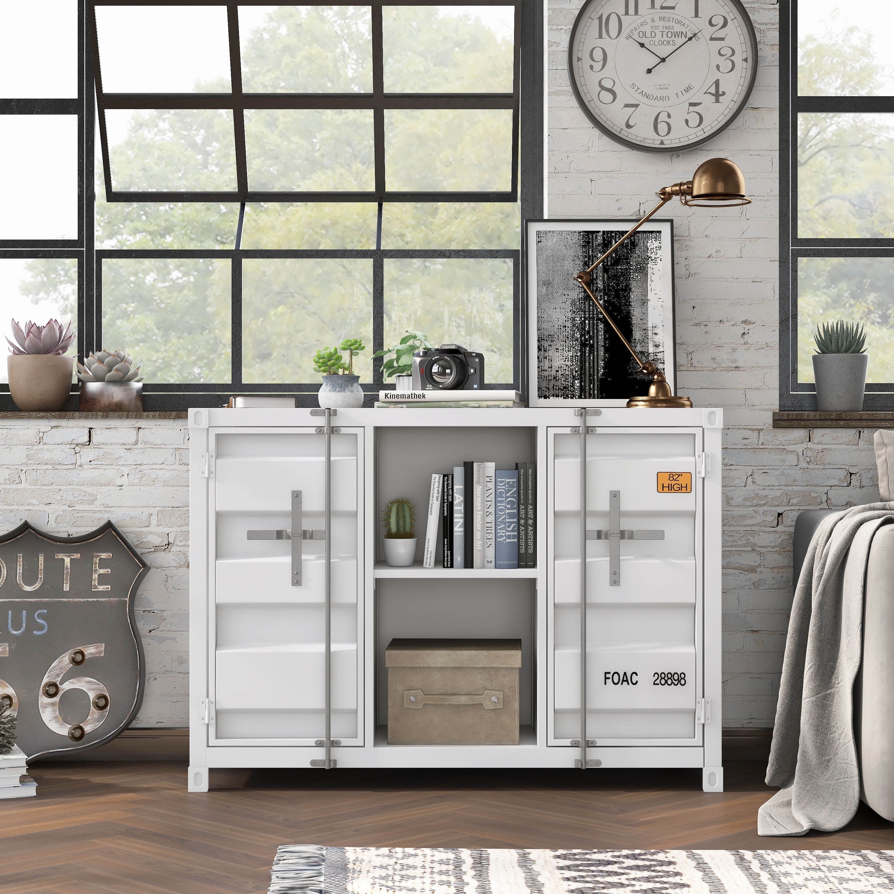 Kilcurry 6-Shelf Metal Console Table, Sand White - Walmart.com