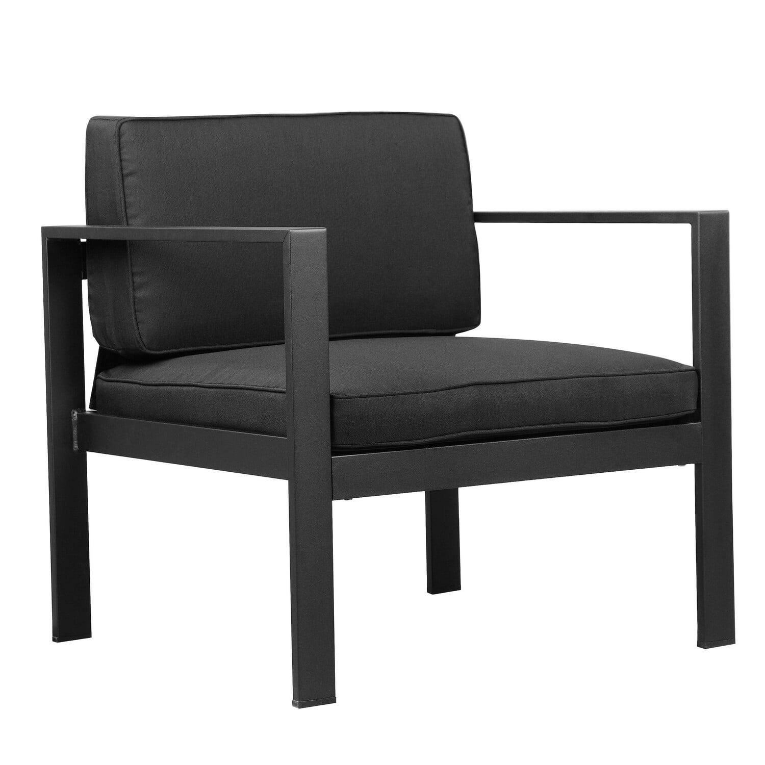 Kili 29 Inch Armchair, Jet Black Aluminum Frame, Water Resistant Fabric ...