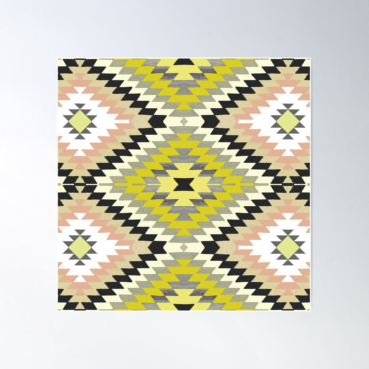 Kilim Navajo Print In Yellows Poster Wall Art, Modern Wall Decor For ...