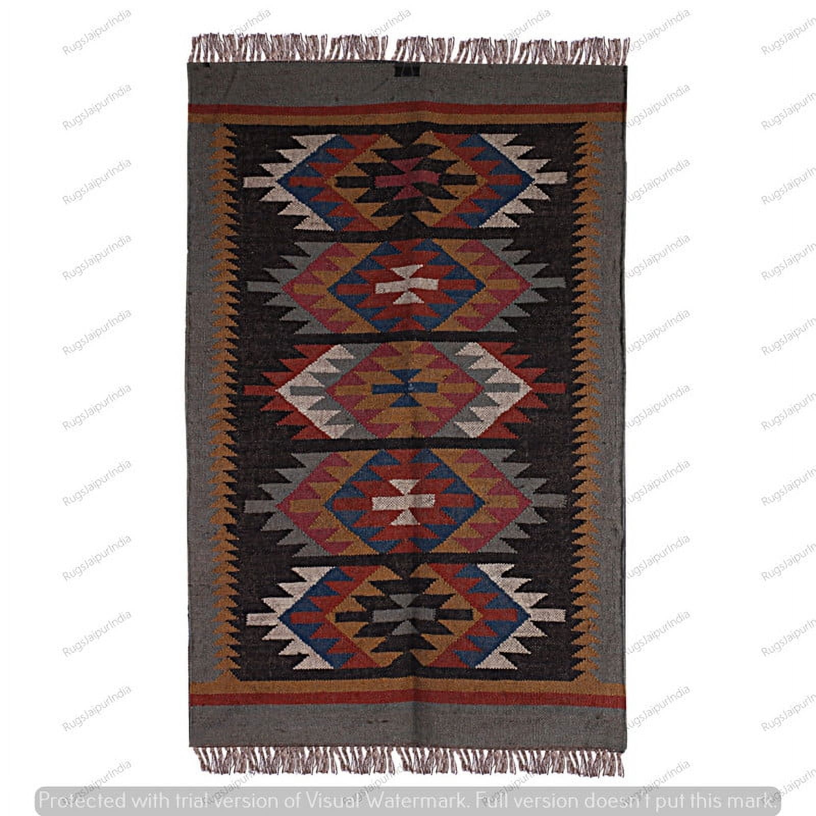 Kilim Rug Wool Jute Rug, Bohemian Rugs, Wool and Jute Rug Handmade ...