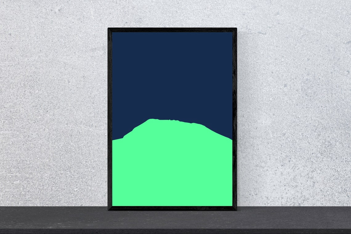 Kilimanjaro Poster - Mountain Contour - Art, Minimal, Modern, Climbing ...