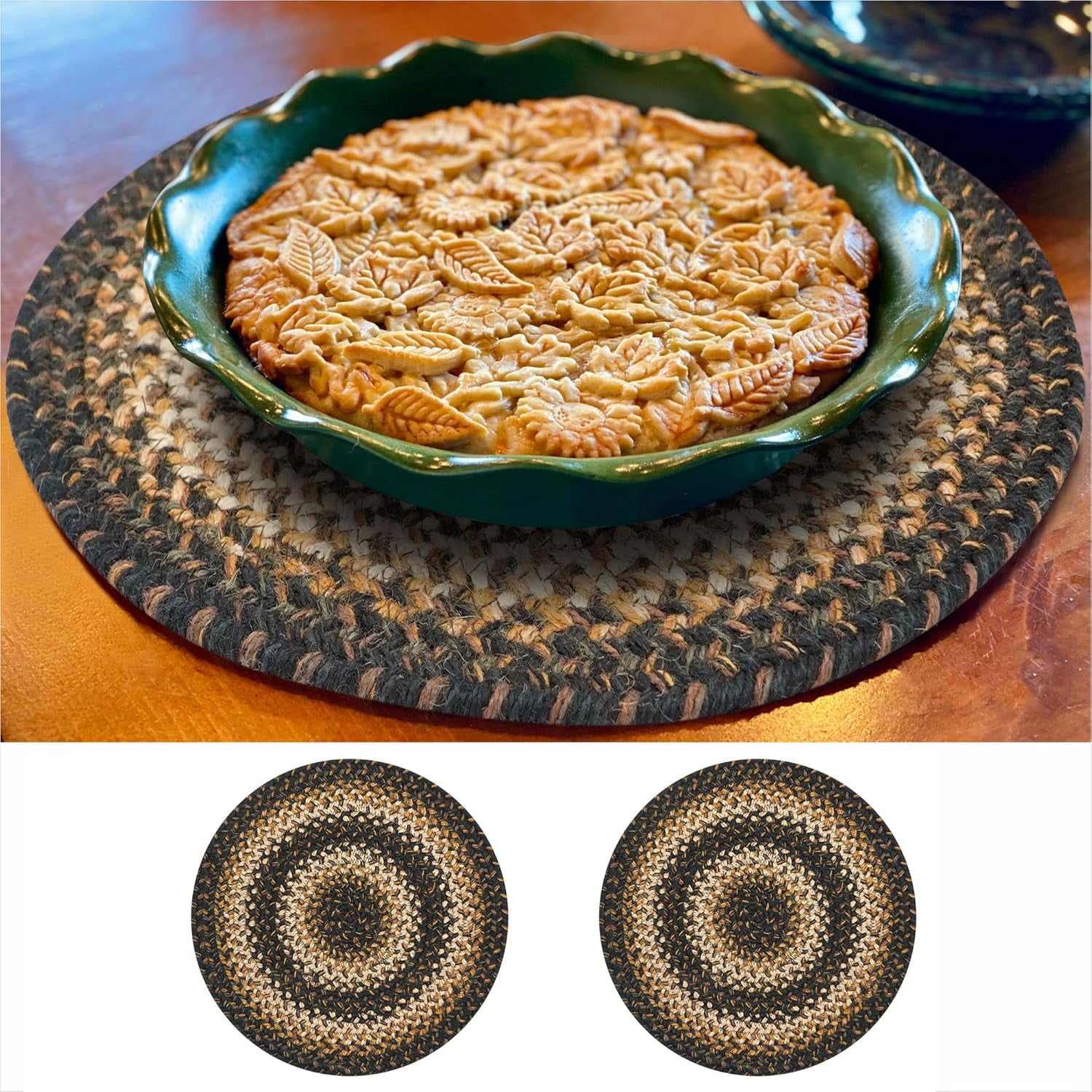Kilimanjaro Pot Holders Trivets 15" (Pack of 2) Jute Trivet Mat for Hot ...