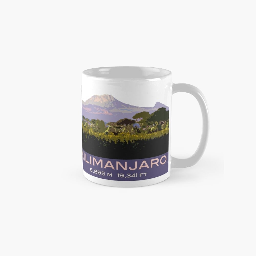 Kilimanjaro Souvenir Mug Design, in Old Travel Poster Look Classic Mug ...