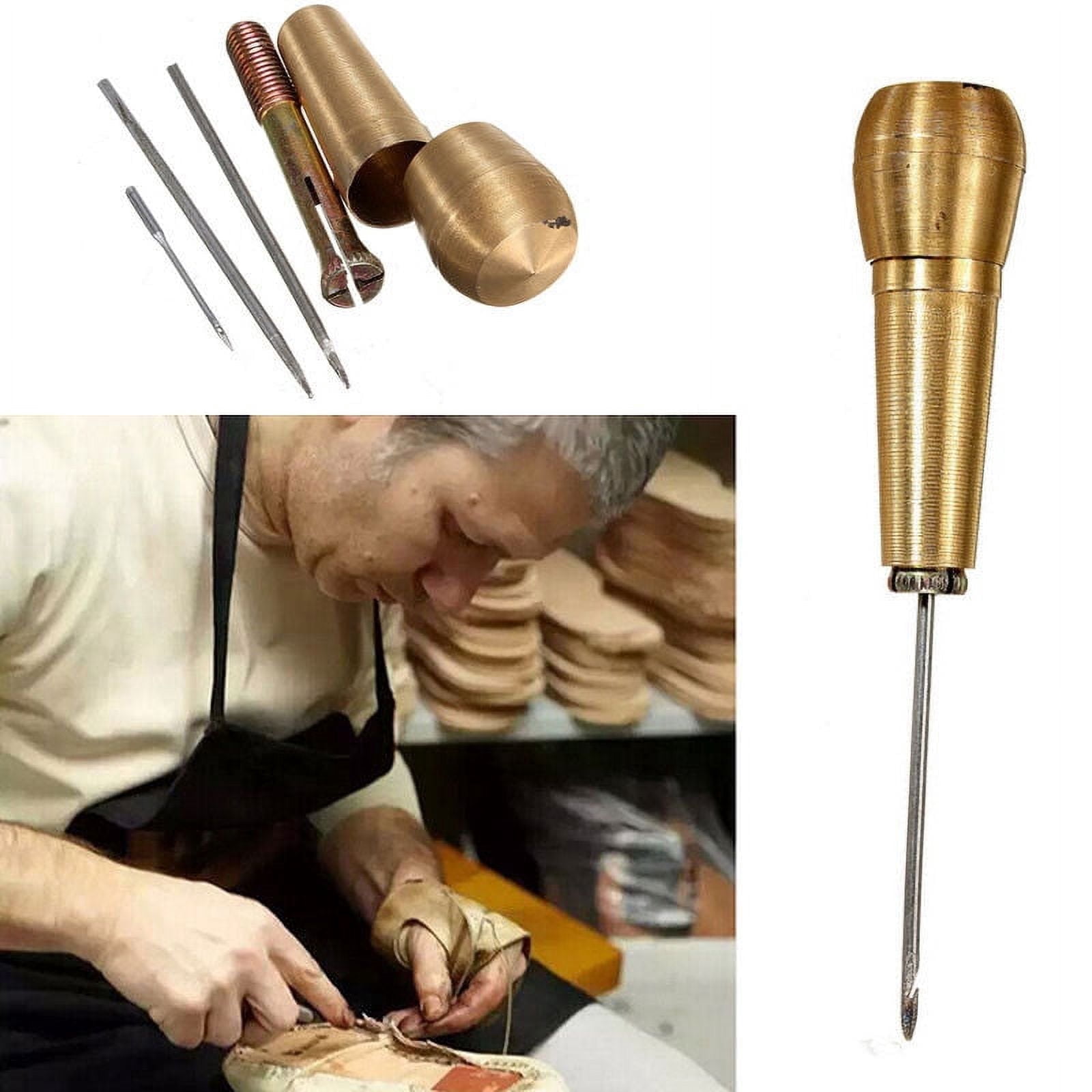 Kilisky Leather Craft Sewing Shoe Repair Tool Kit, Copper Handle, Brown ...