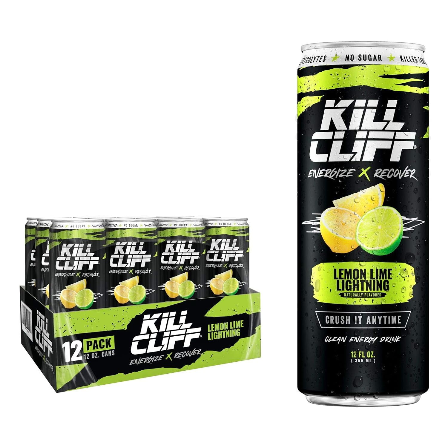 Kill Cliff Recovery Drink, Lemon Lime Lightning, 12 oz, 12 Pack Cans ...