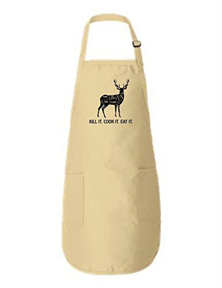 Kill It Cook It Eat It Deer Full-Length Apron with Pockets Natural One ...