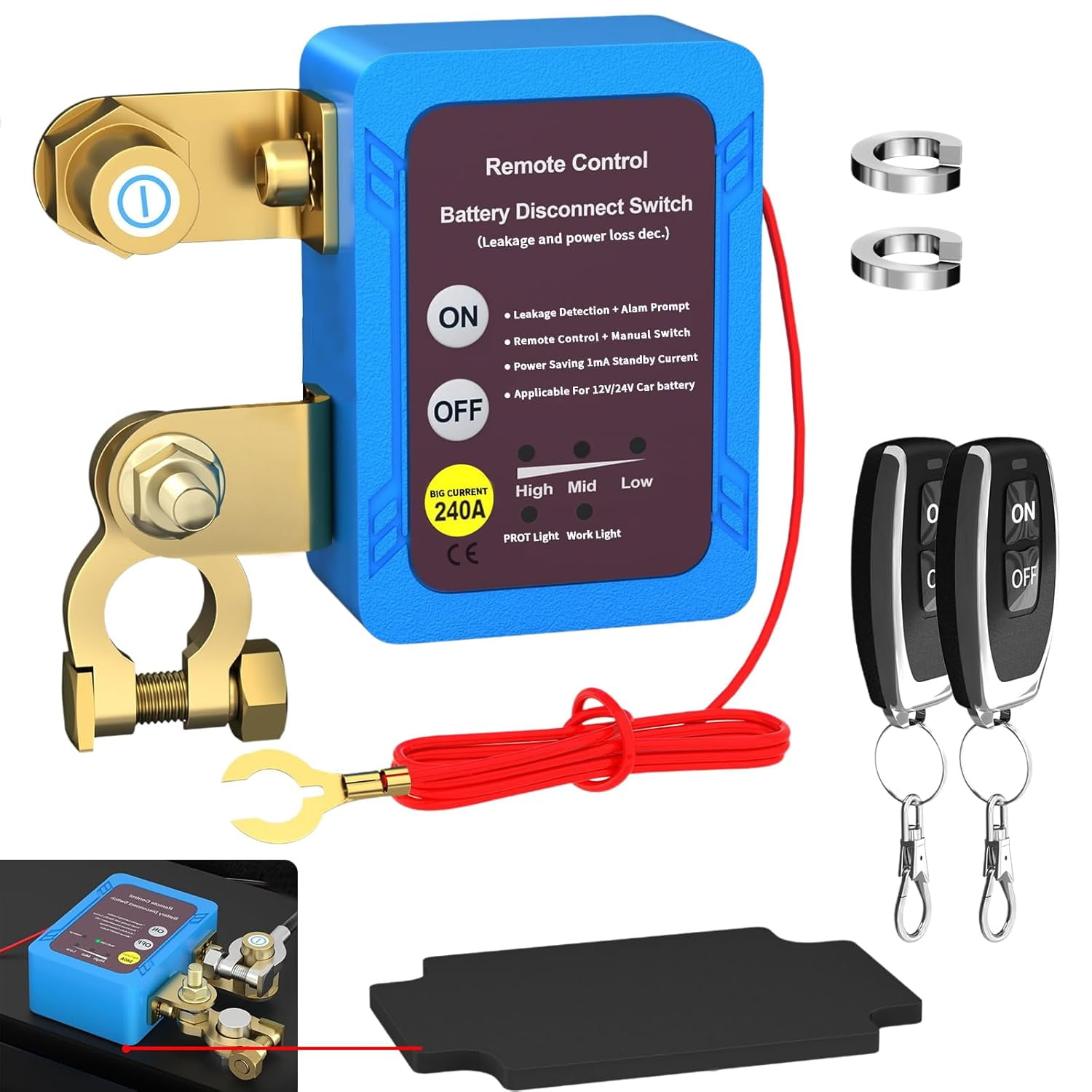 Kill Switch for Car,12V 240A Remote Battery Disconnect Switch Smart ...